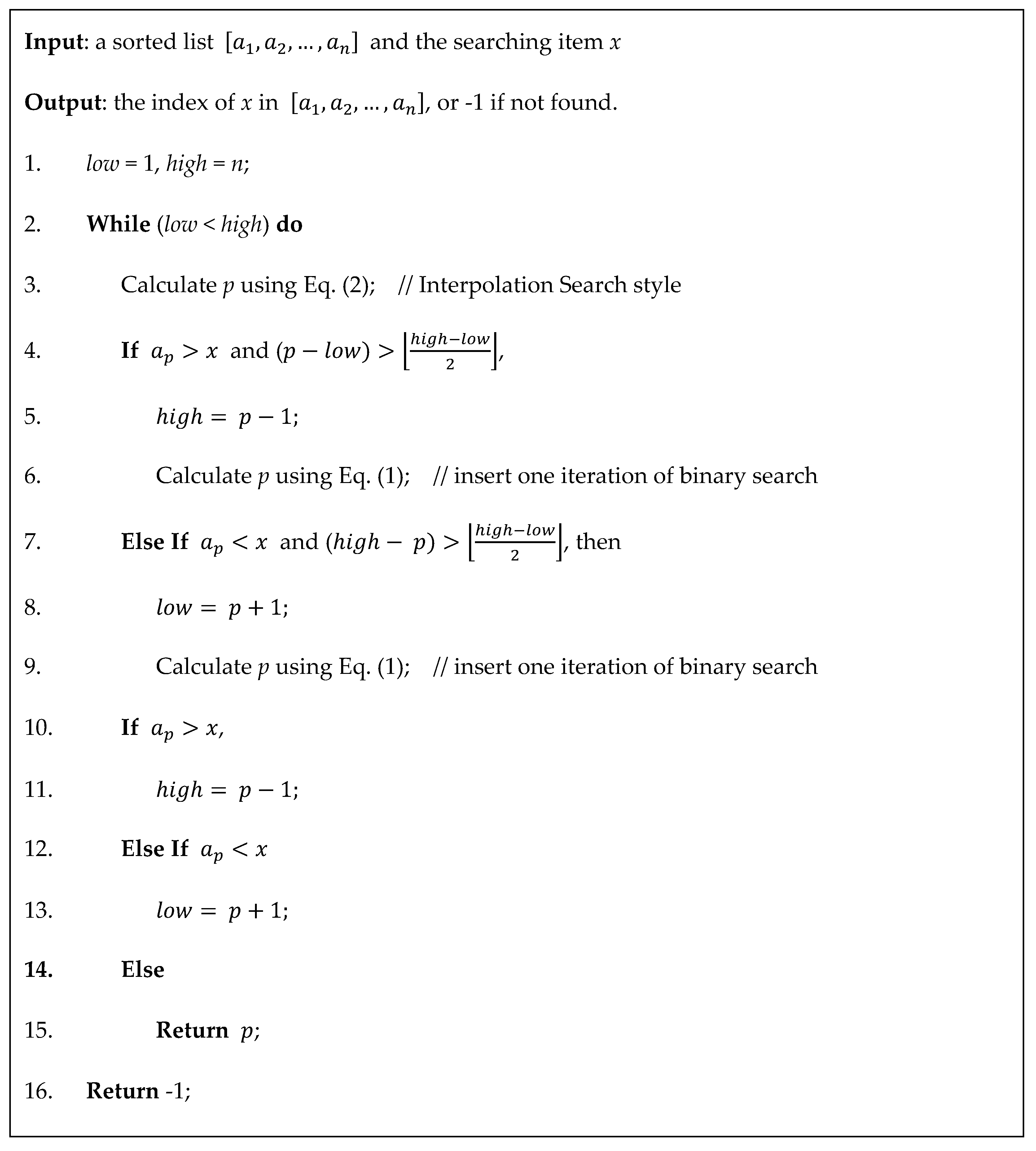 Interpolation Once Binary Search over a Sorted List[v1] | Preprints.org