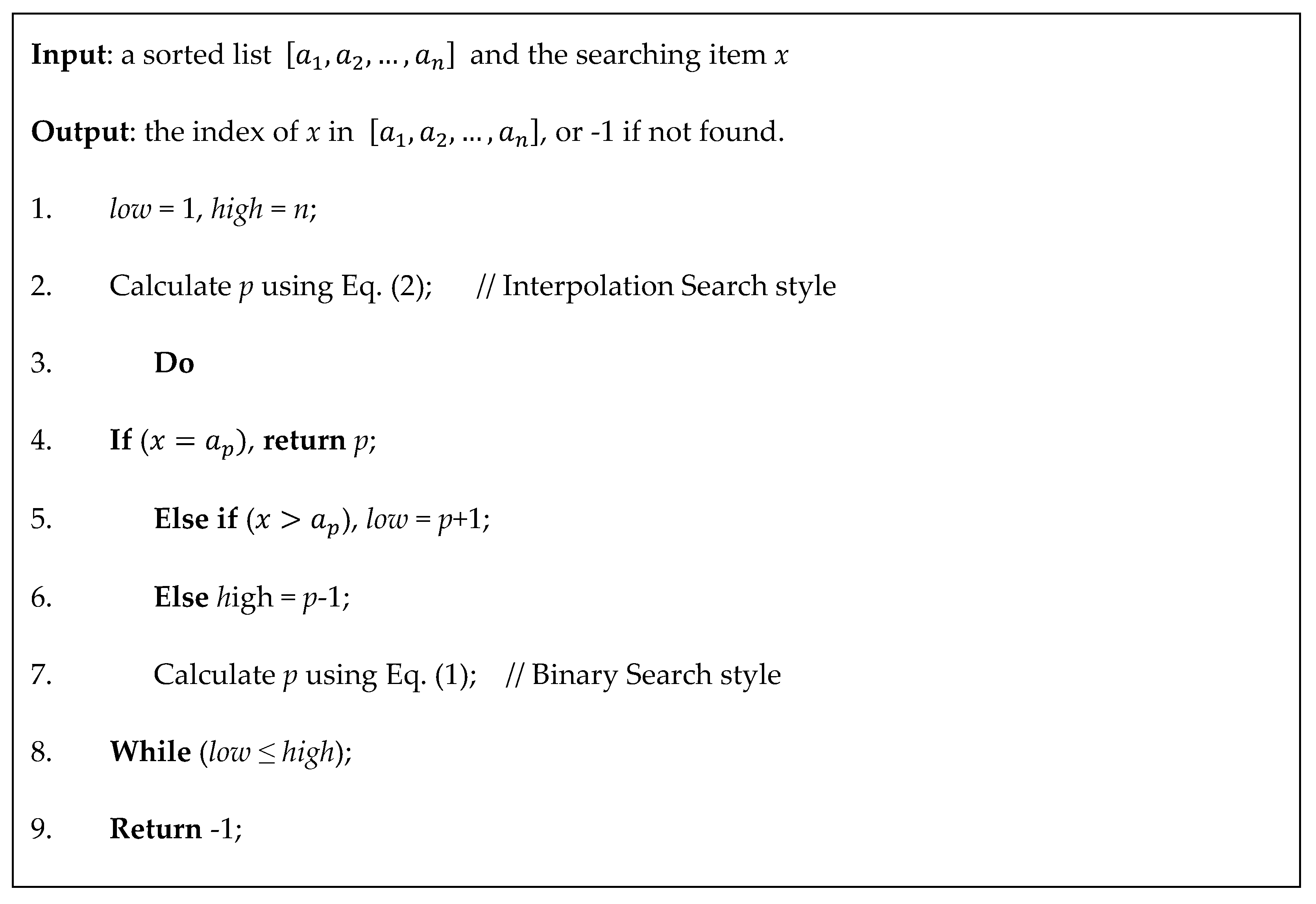 Interpolation Once Binary Search over a Sorted List[v1] | Preprints.org
